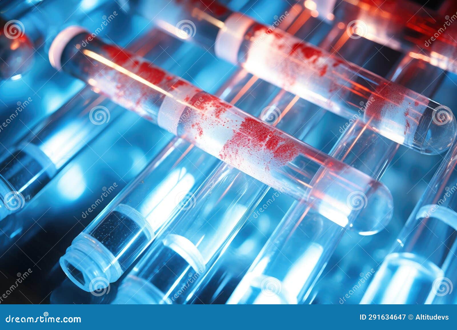 White Fluorescent Medical Light Shining on Blood Vials Stock Image ...