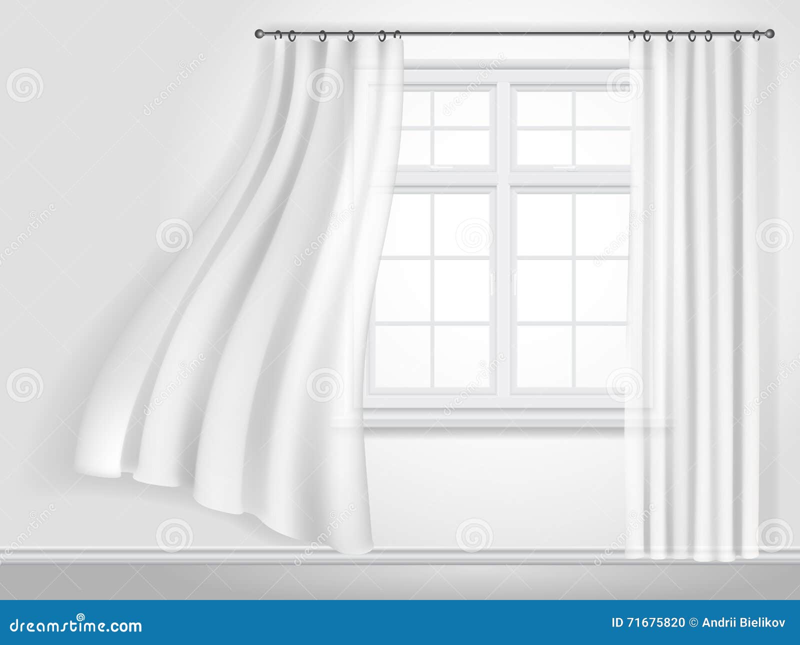 Cartoon Closed Window Curtains