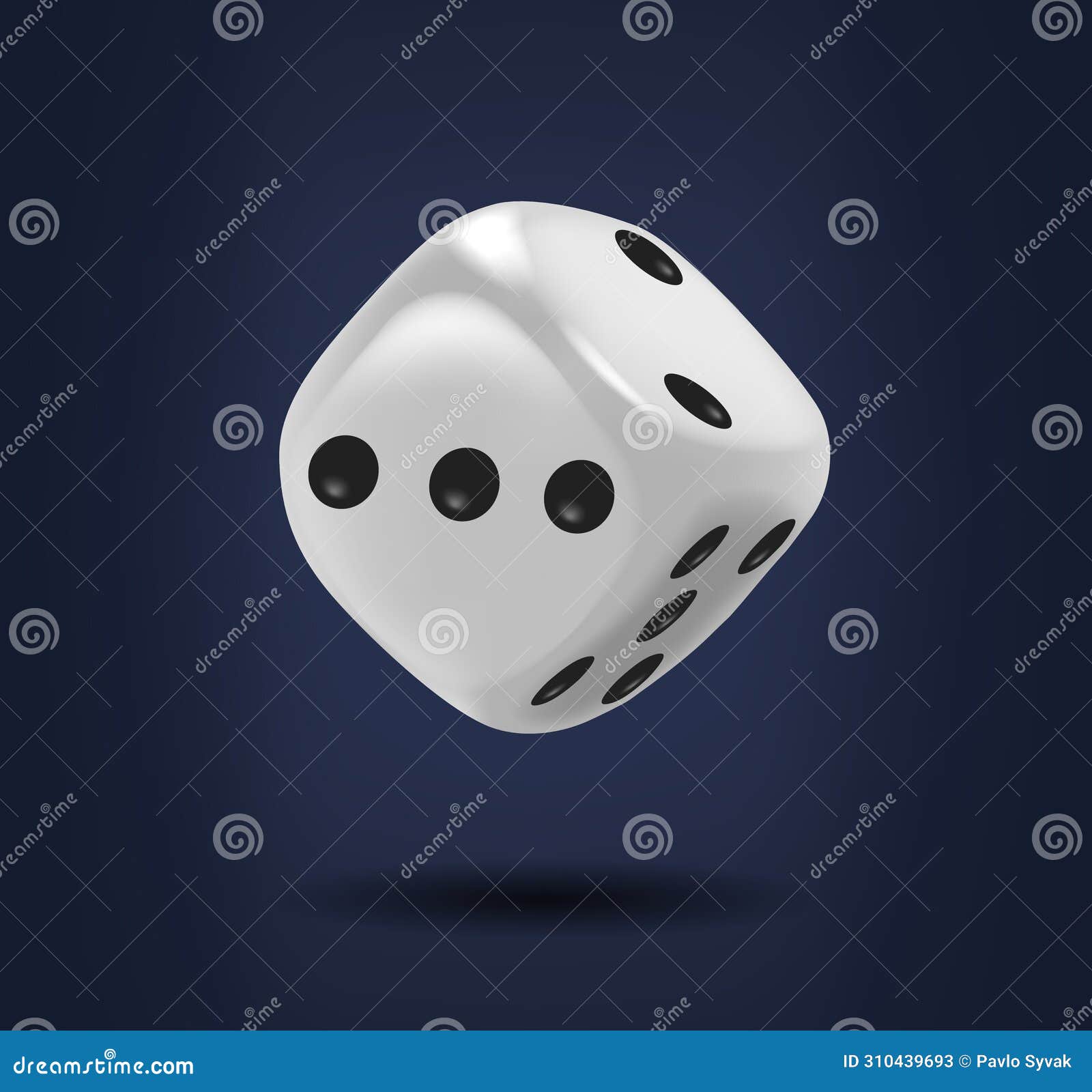 White Flying Dice Cube is a Small, Six-sided Object with Dots Numbering ...
