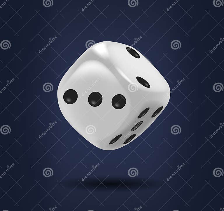 White Flying Dice Cube is a Small, Six-sided Object with Dots Numbering ...