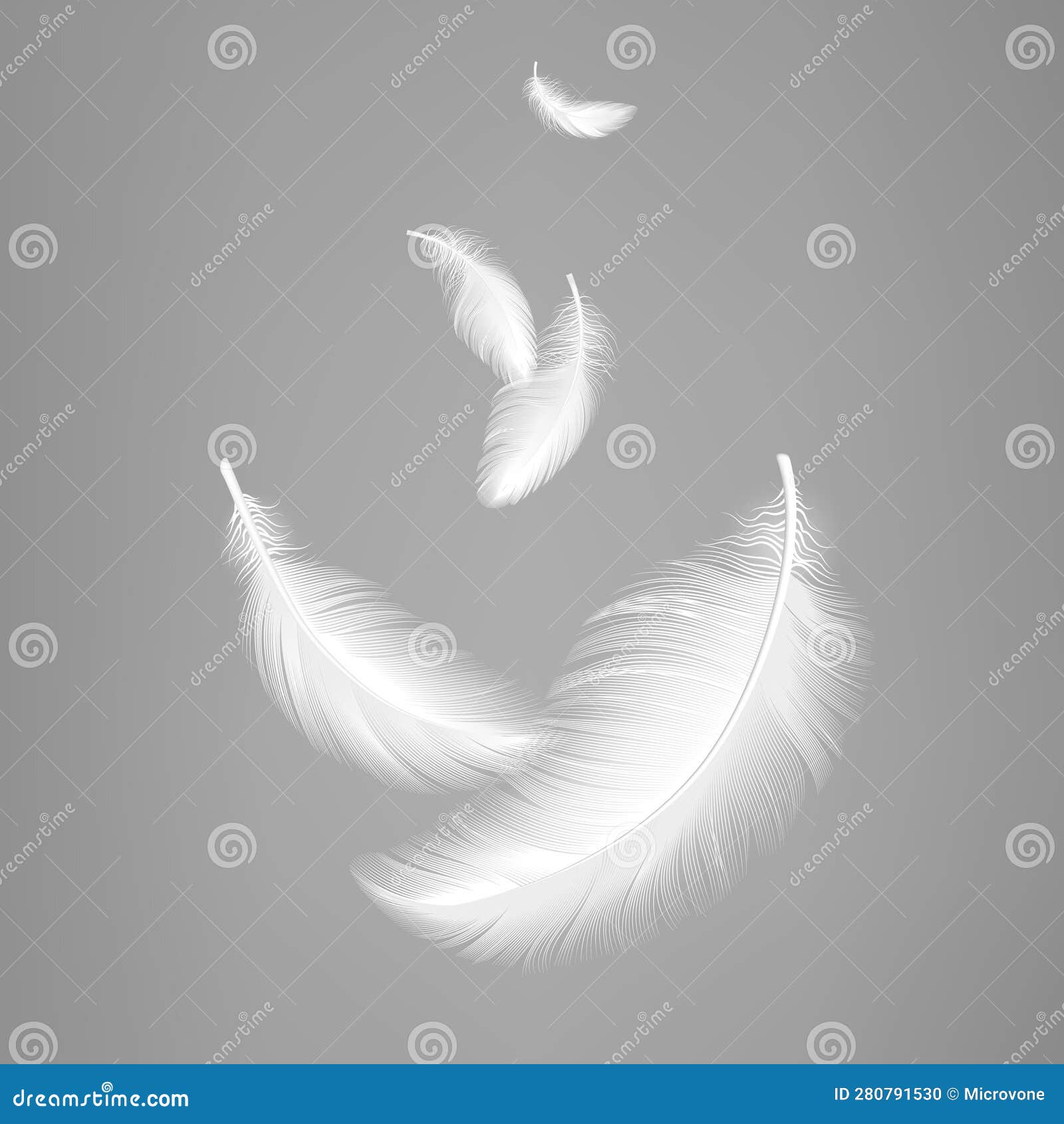 White Flying Realistic Feathers. Bird Feather Composition, Lightness ...