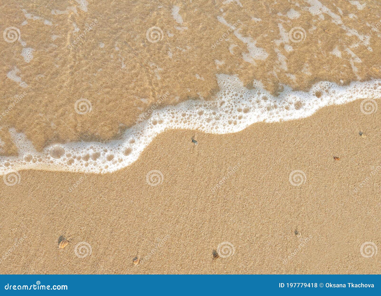 White Foamy Wave on the Beach Sand. Top View Stock Photo - Image of ...