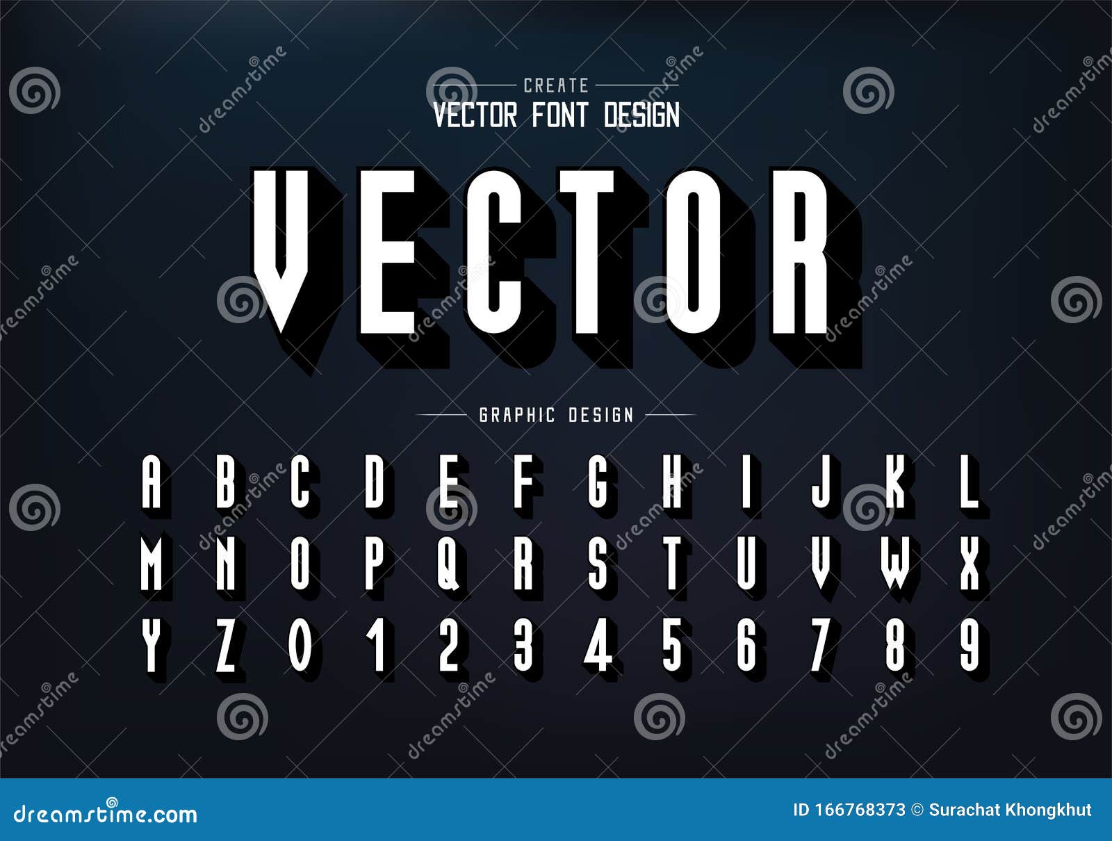 White Font and Alphabet Shadow Vector, Tall Typeface Letter and Number ...