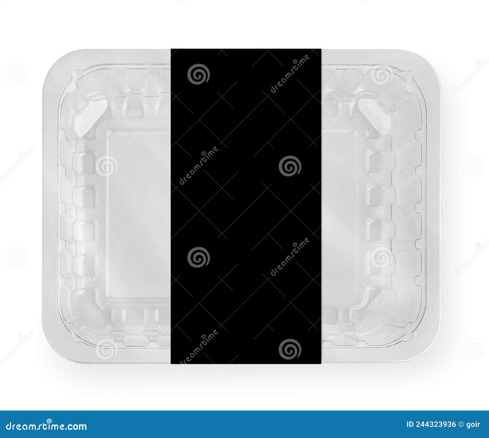 White Food Polystyrene Packaging with Blank Label Stock Photo - Image ...