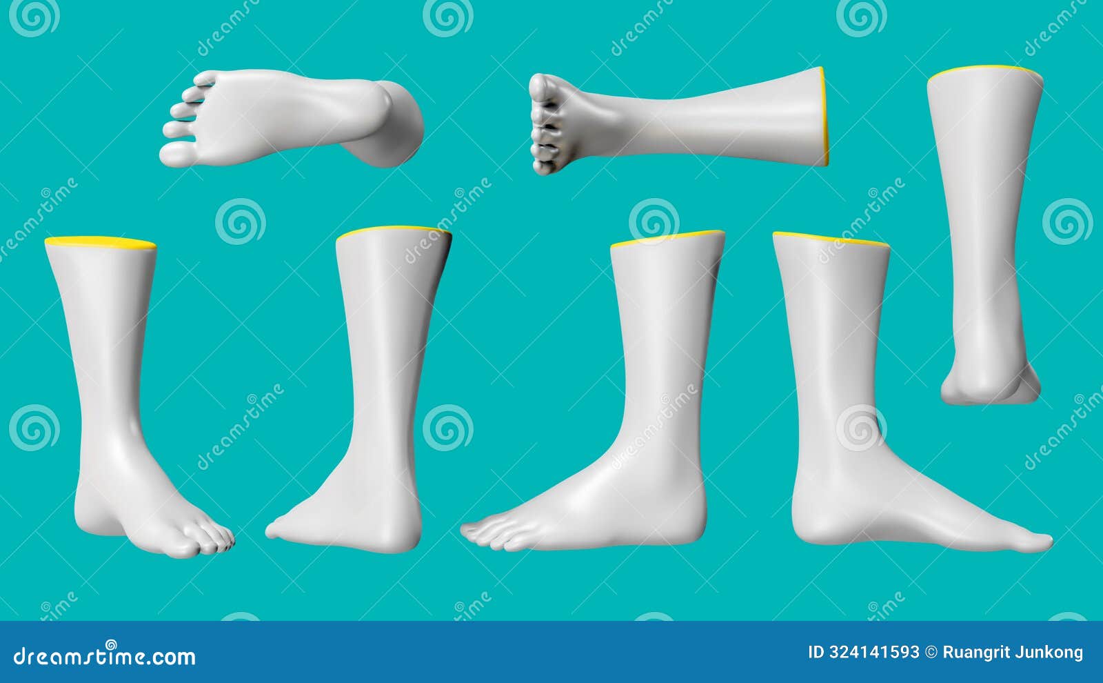 White Foot Statue, Every Angle, Clipping Path, 3D Render Stock ...