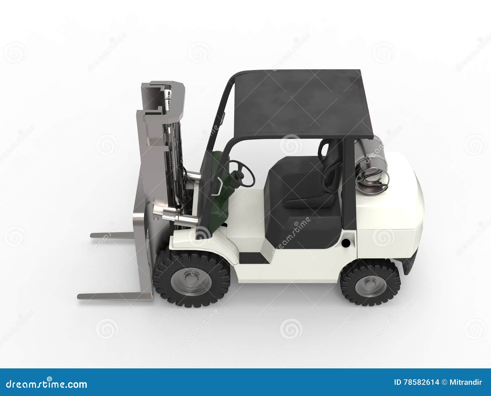 Forklift Top View Isolated On White Background. 3d Rendering Royalty ...
