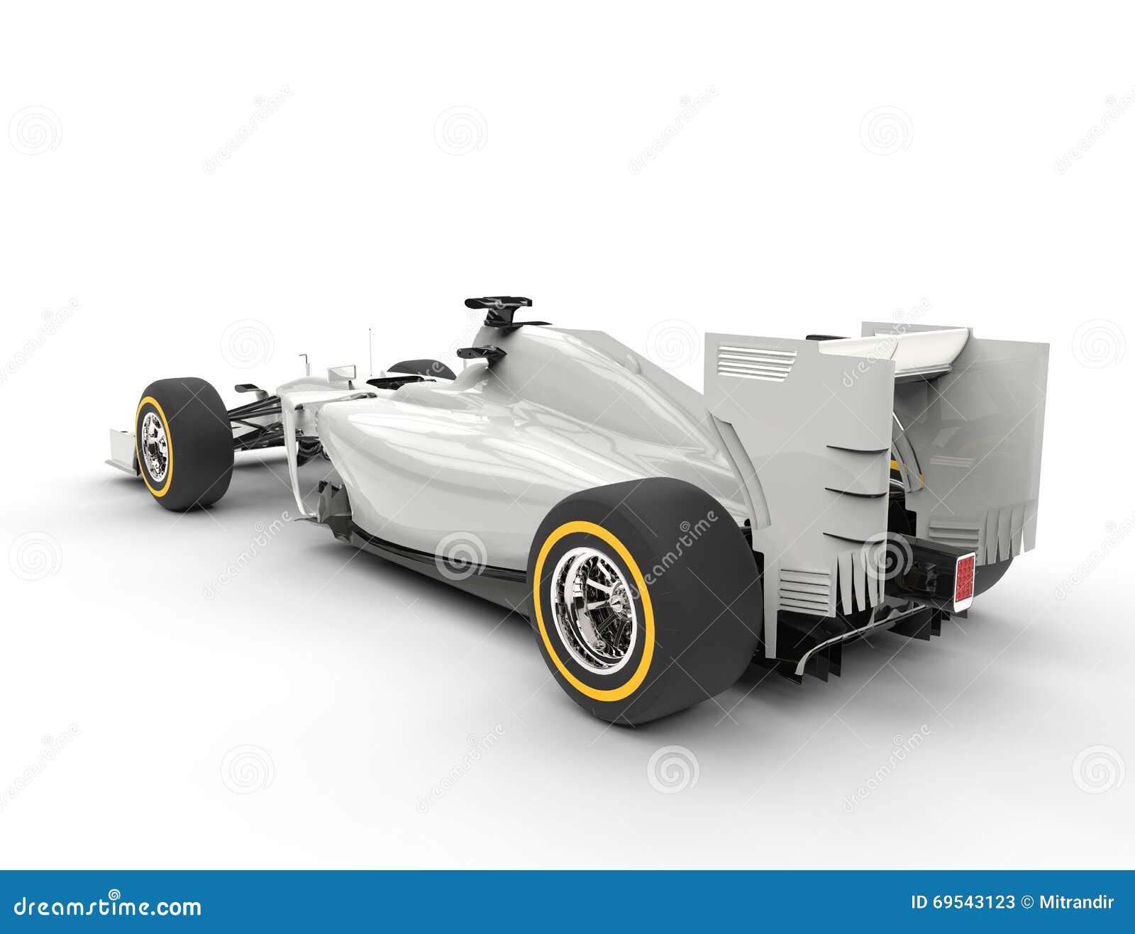 White Formula One Car - Back View Closeup Stock Illustration ...