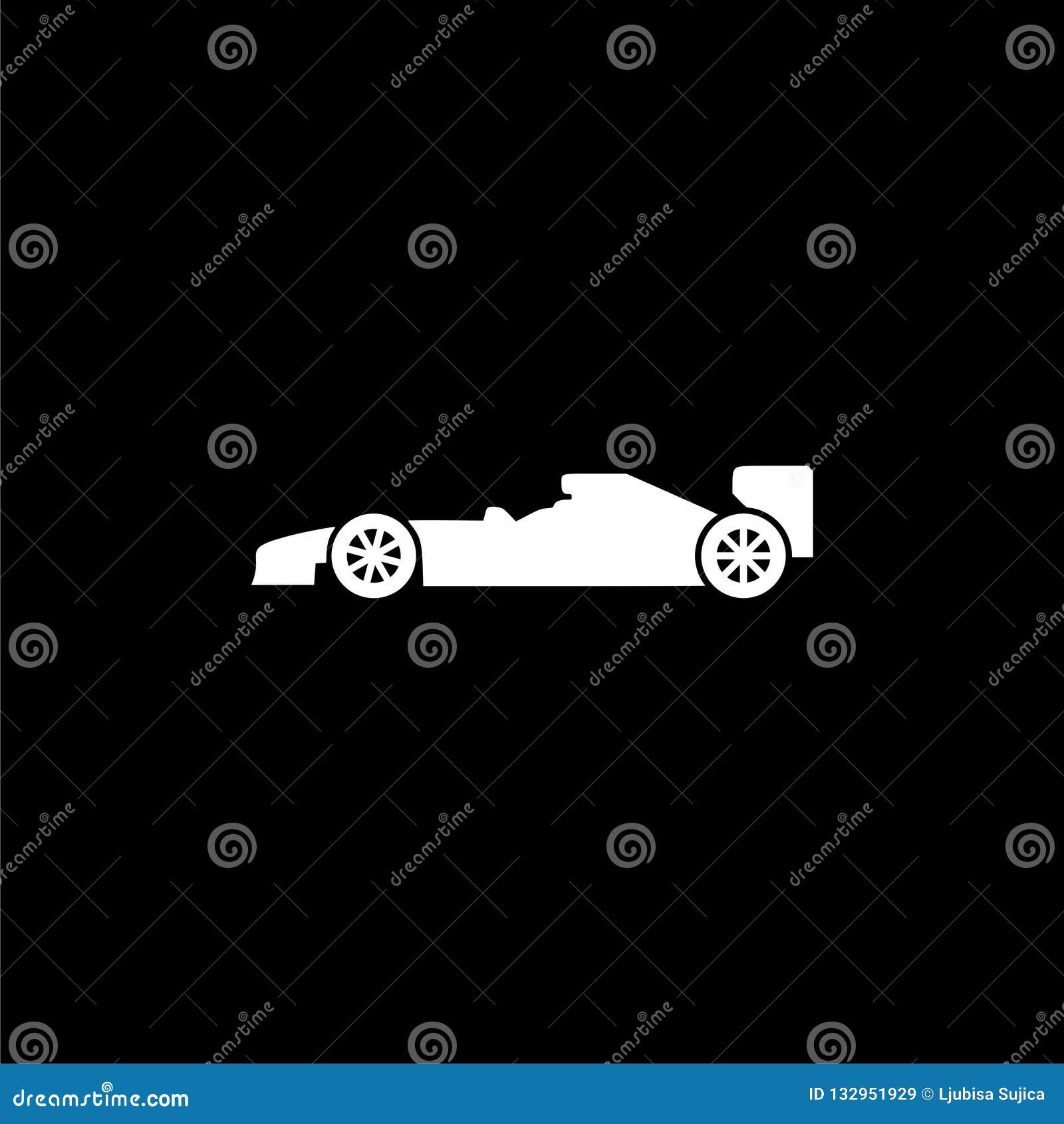 Formula One Race Car Icon or Logo on Dark Background Stock Vector ...