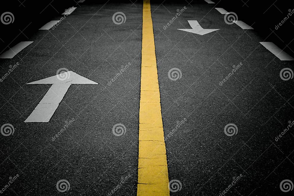 White Forward Arrow Signs on the Road. Stock Image - Image of white ...