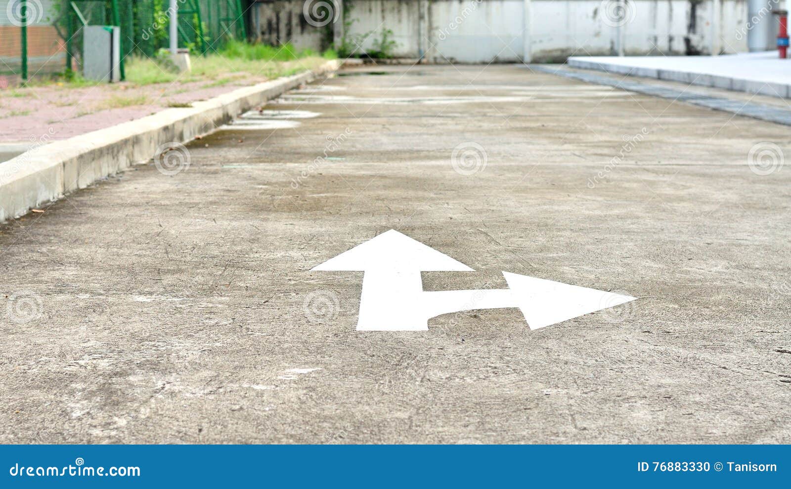 White Forward and Right Directional Arrow on Asphalt Stock Photo ...
