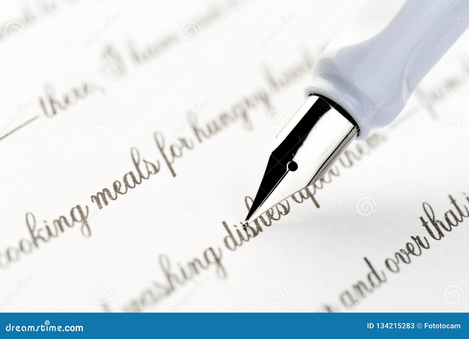 White Fountain Pen Writing a Letter Stock Image - Image of ...