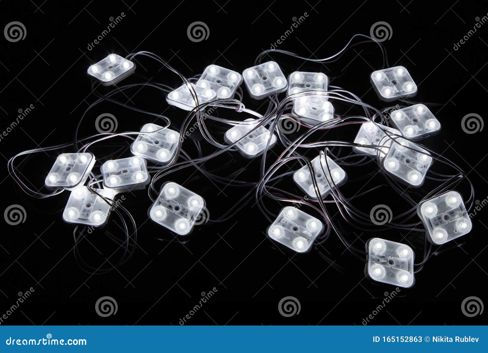 White Four Segment Led Modules on Black Background Stock Image - Image ...