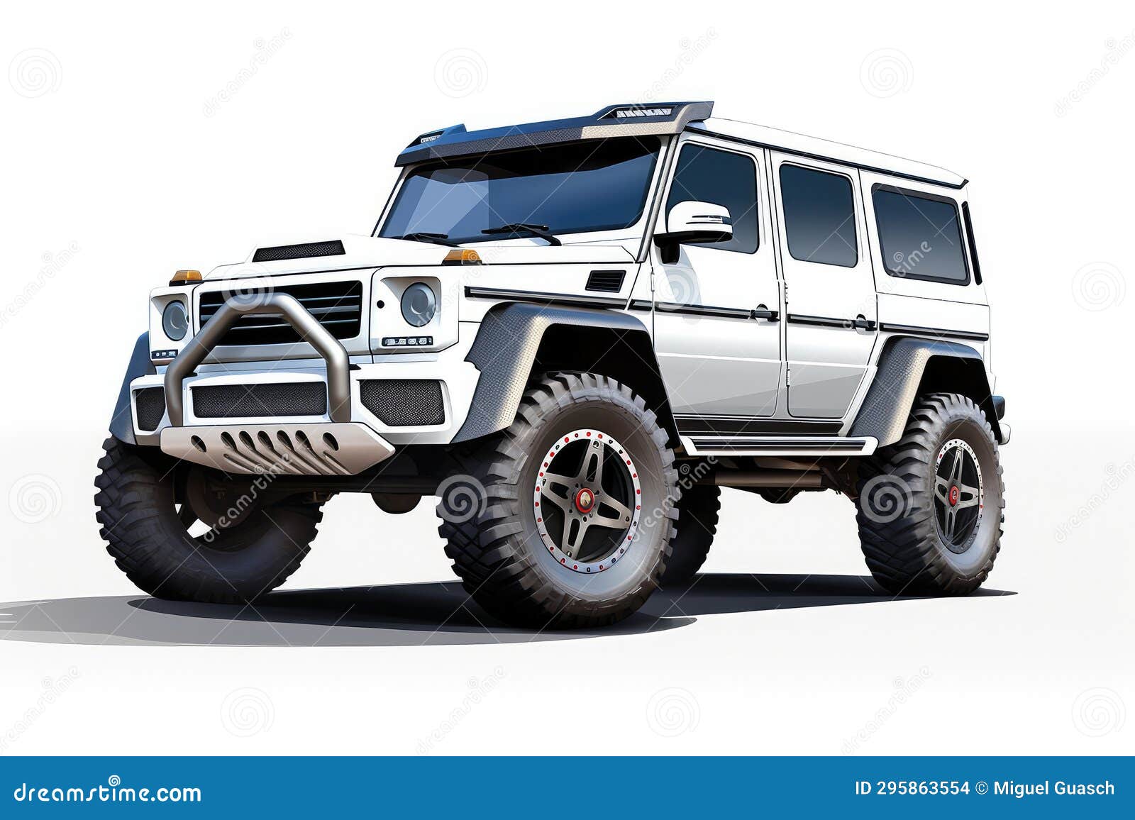 White Four Wheel Drive Car Isolated on White Background Stock ...