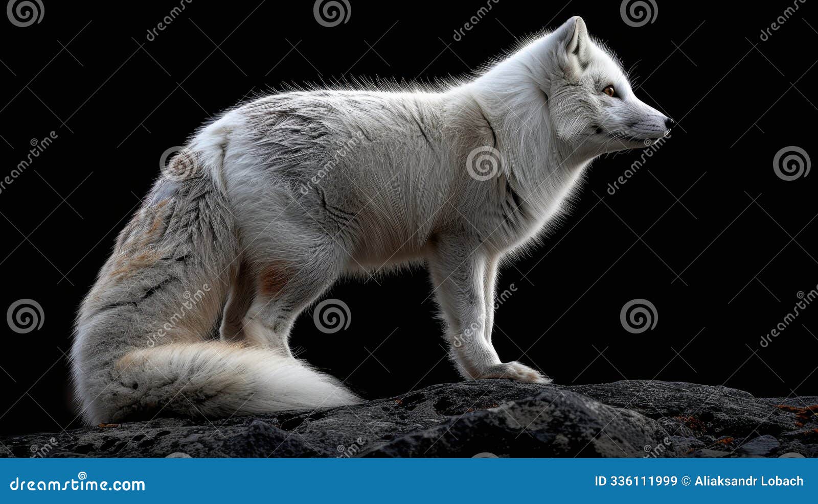 White Fox on a Black Background. White Fox in the Nature Stock Image ...