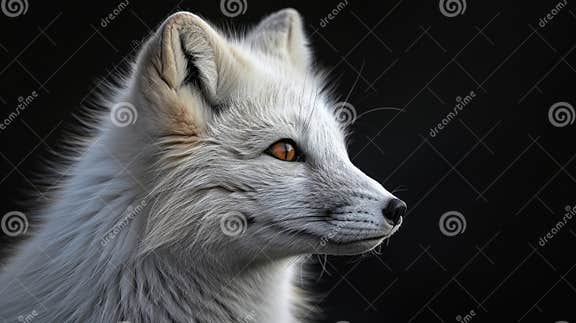 White Fox on a Black Background. White Fox in the Nature Stock Photo ...