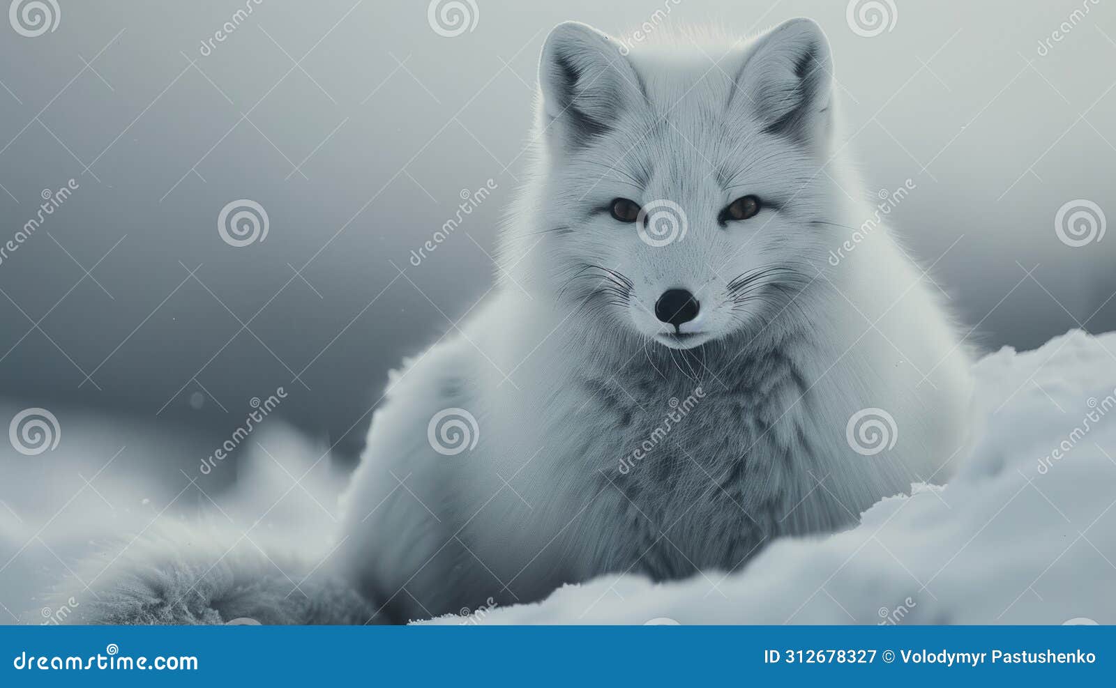 A White Fox is Sitting in the Snow Stock Image - Image of floor ...