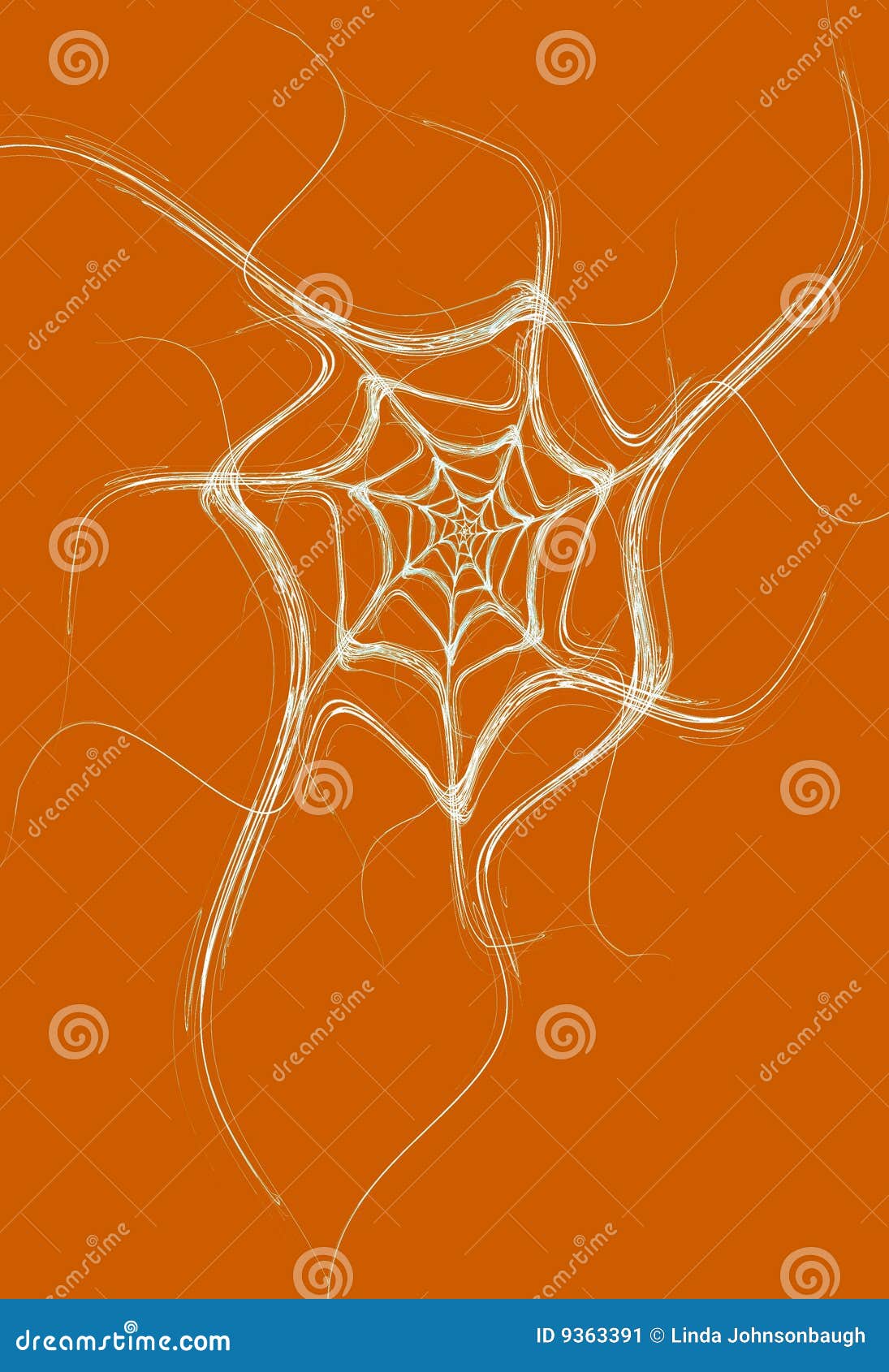 White Fractal Spider Web on an Orange Background Stock Illustration ...