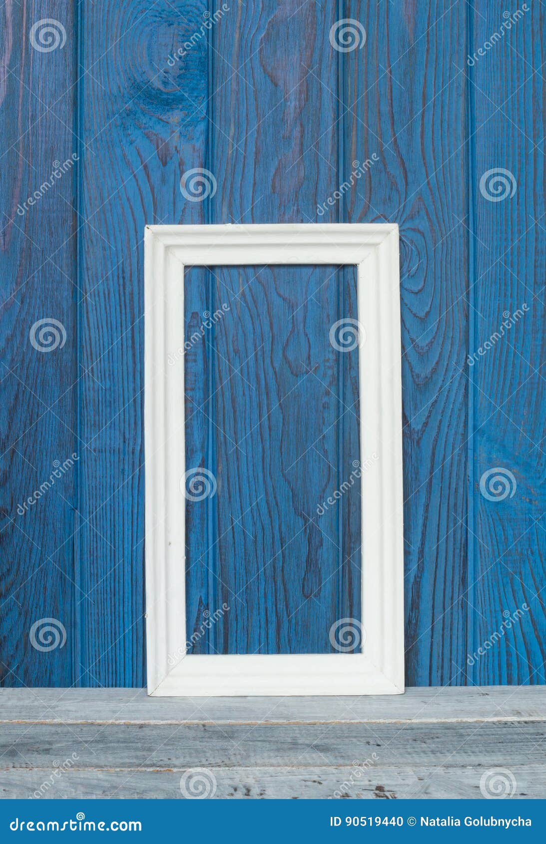 White Frame on a Background of Blue Boards Stock Photo - Image of blue ...