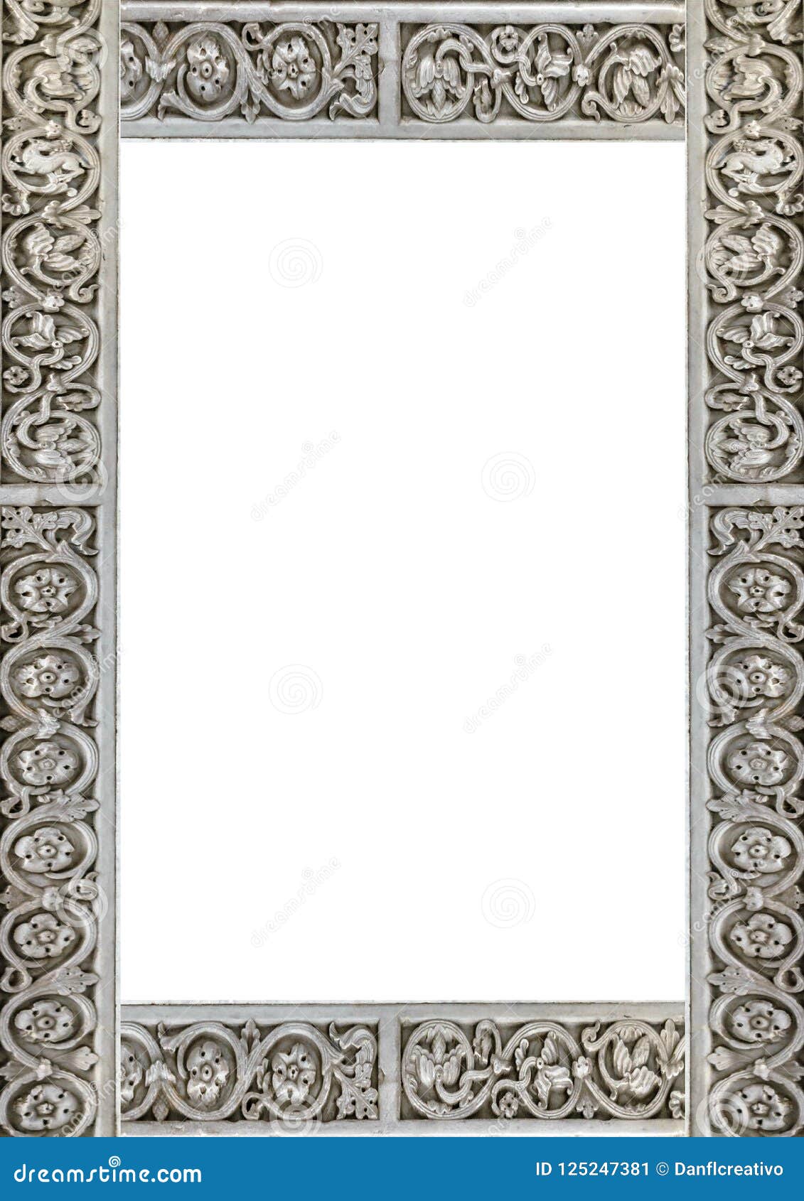 White Frame with Ornate Carved Style Borders Stock Image - Image of ...