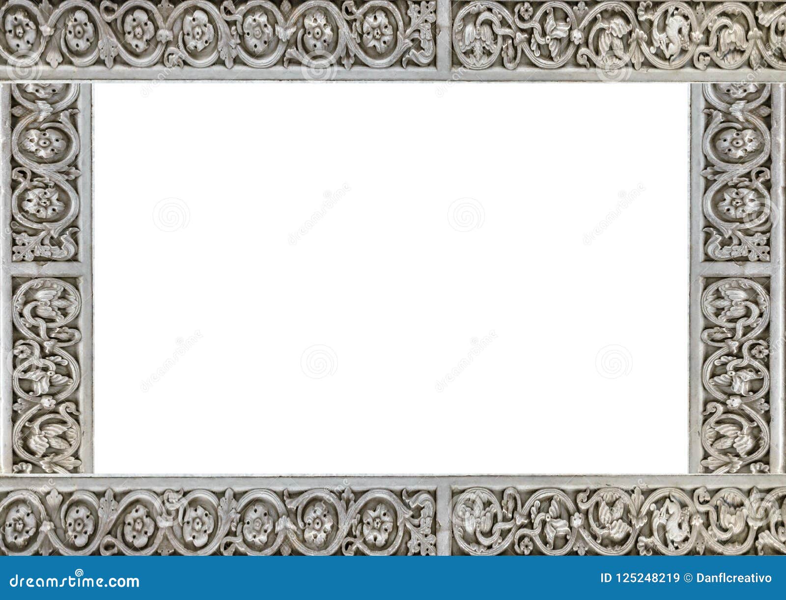 White Landscape Frame with Ornate Carved Style Borders Stock Image ...