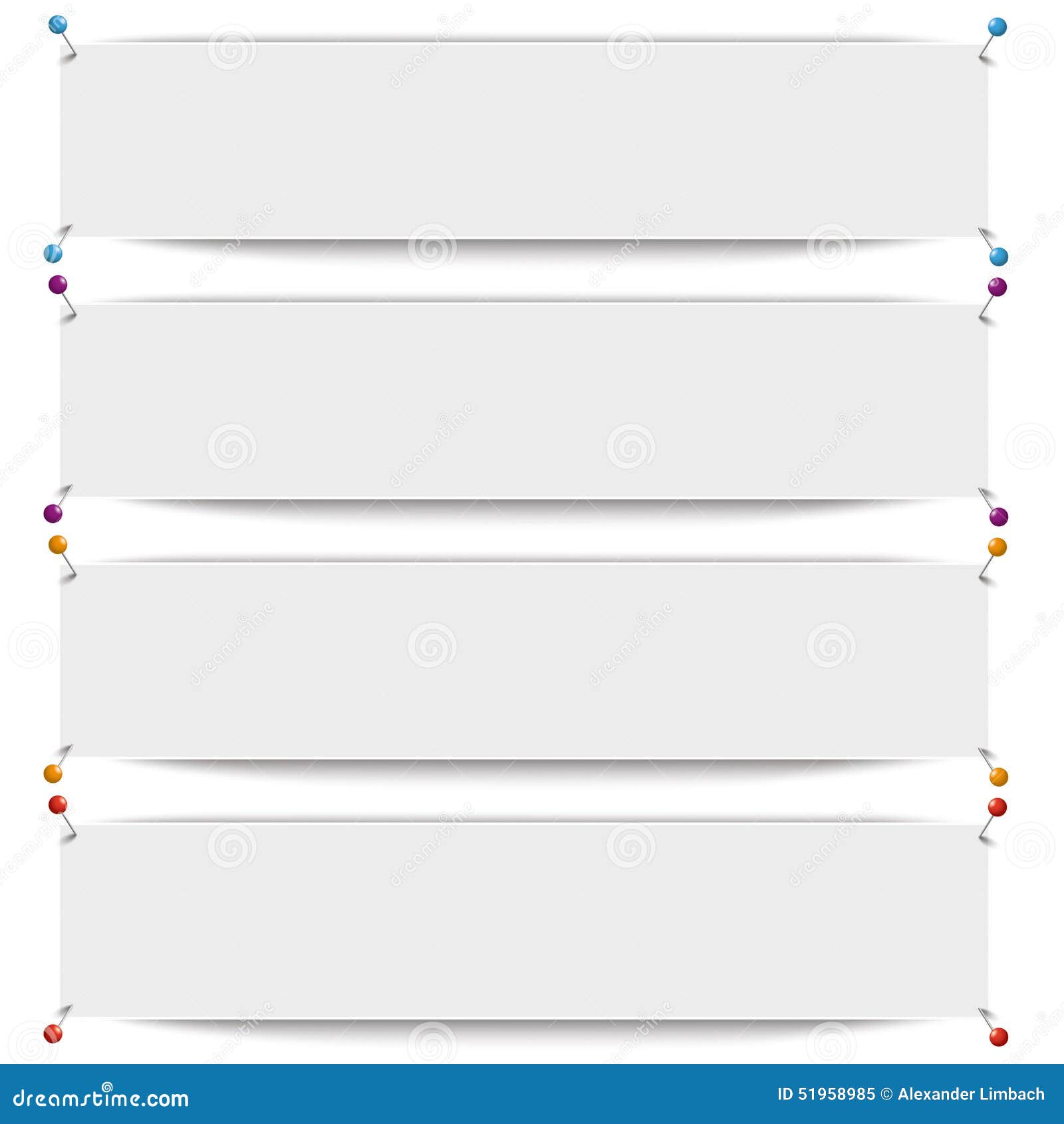 White Frame Banners Colored Pins Stock Vector - Illustration of eps10 ...