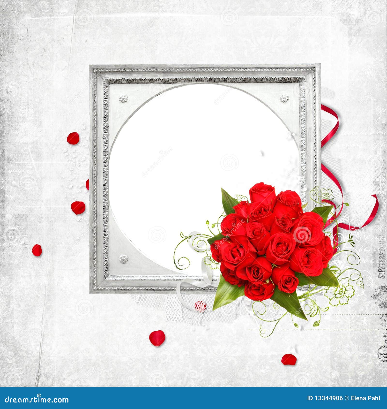 White Frame with Bunch of Roses Stock Illustration - Illustration of ...