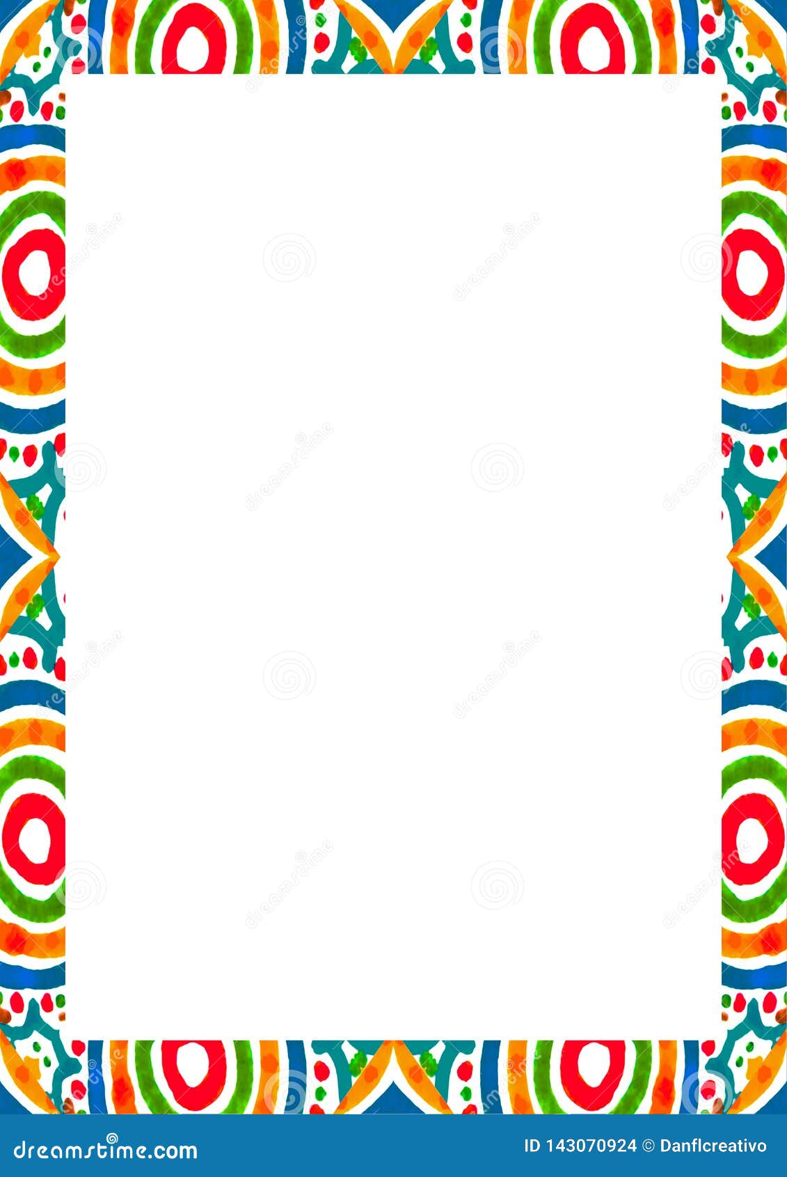 White Frame with Colorful Decorated Edges Stock Illustration ...