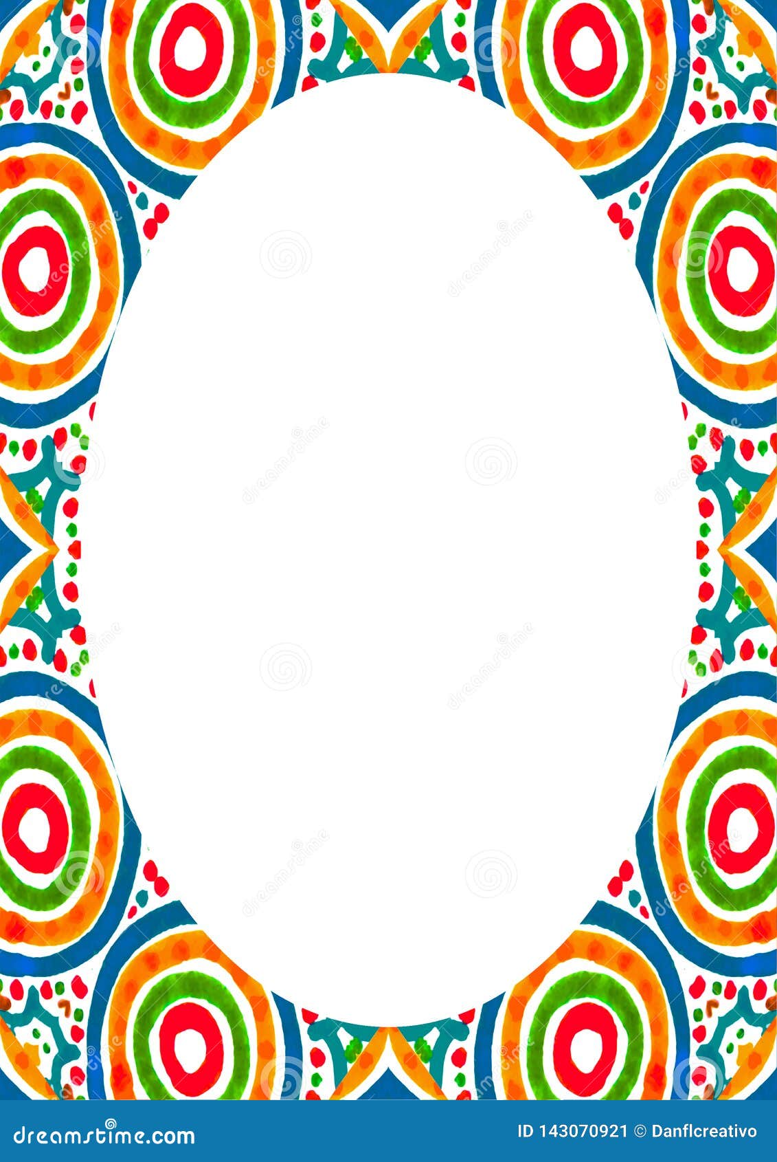 White Frame with Colorful Decorated Rounded Edges Stock Illustration ...