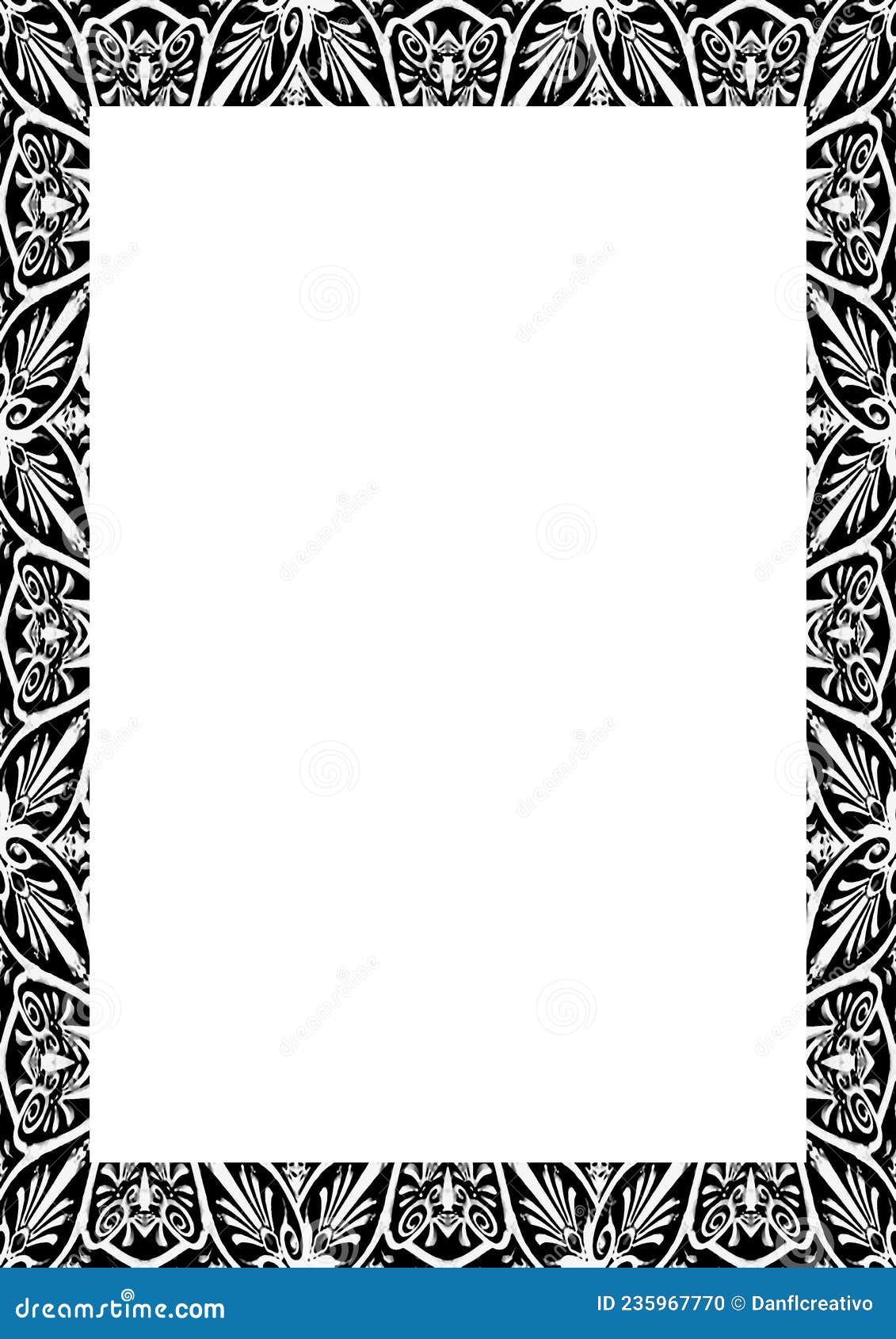 White Frame with Decorated Borders Stock Illustration - Illustration of ...