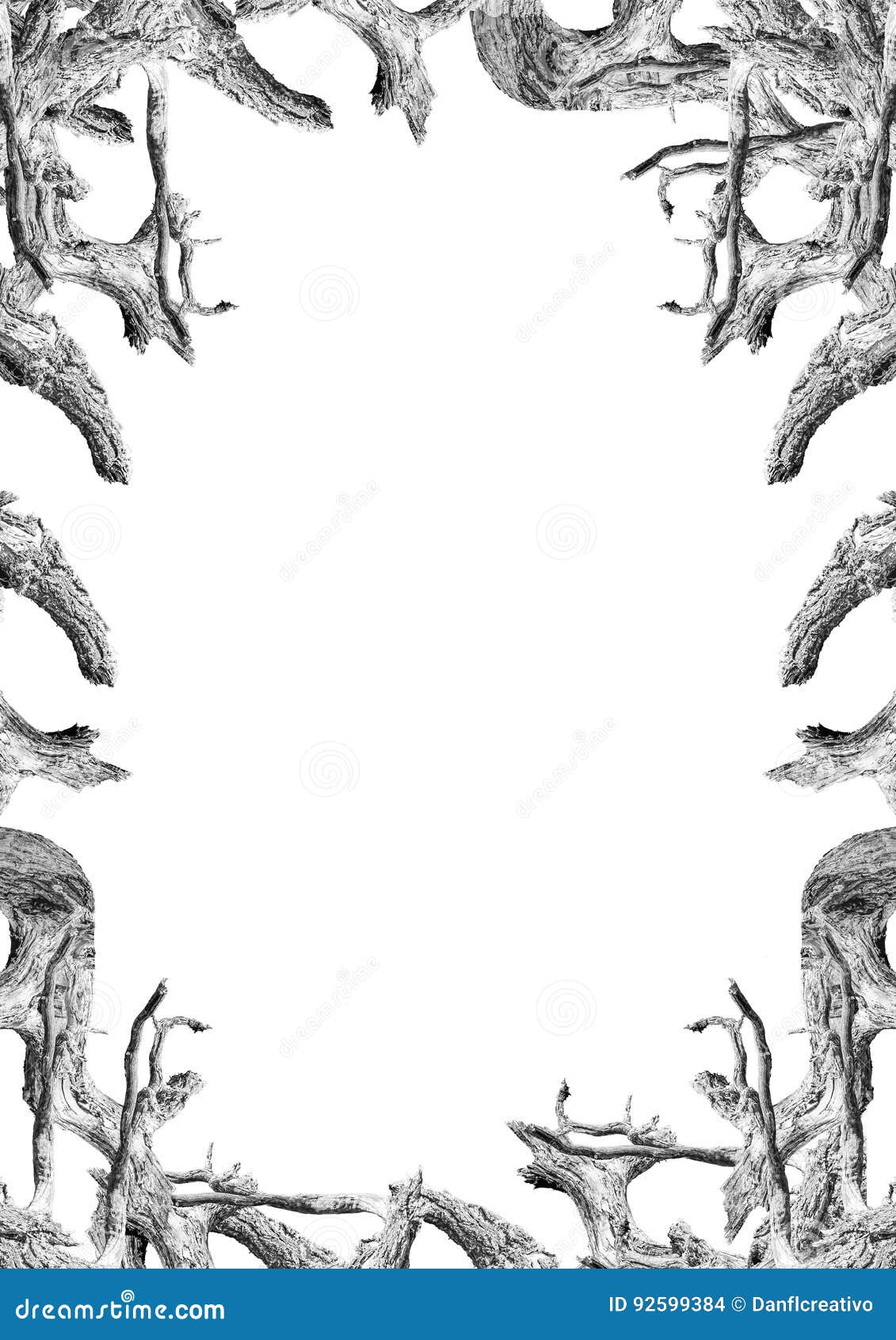 White Frame with Decorated Dry Tree Borders Stock Illustration ...