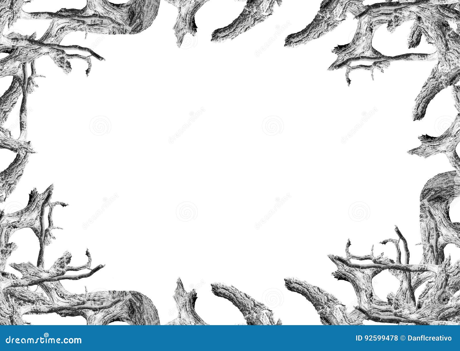 White Frame with Decorated Dry Tree Borders Stock Illustration ...