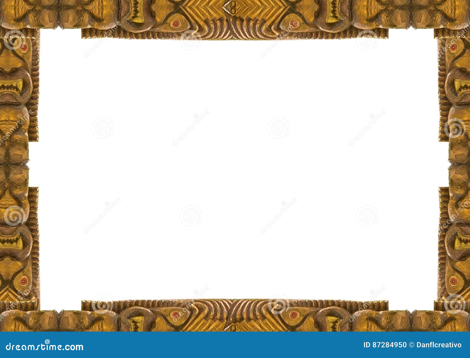 White Frame with Decorated Tribal Borders Stock Illustration ...