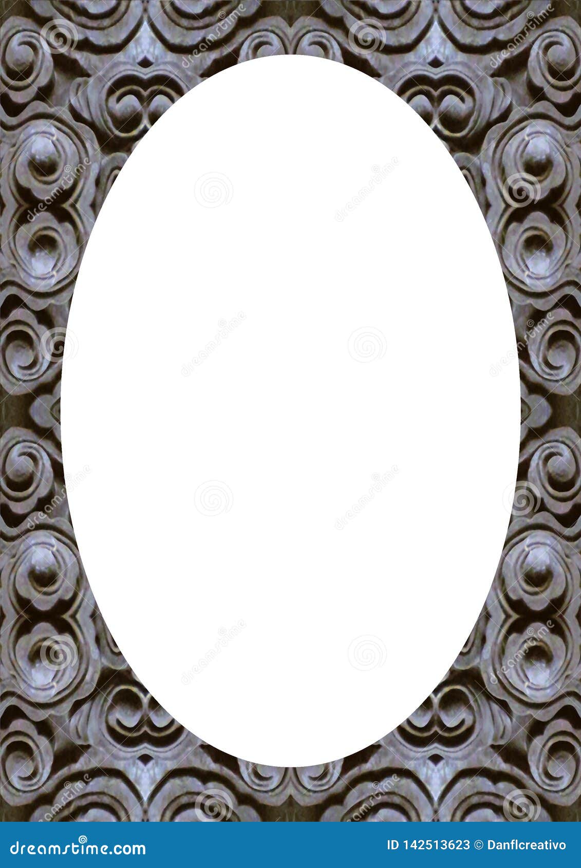 White Frame with Decorated Wooden Rounded Edges Stock Image - Image of ...