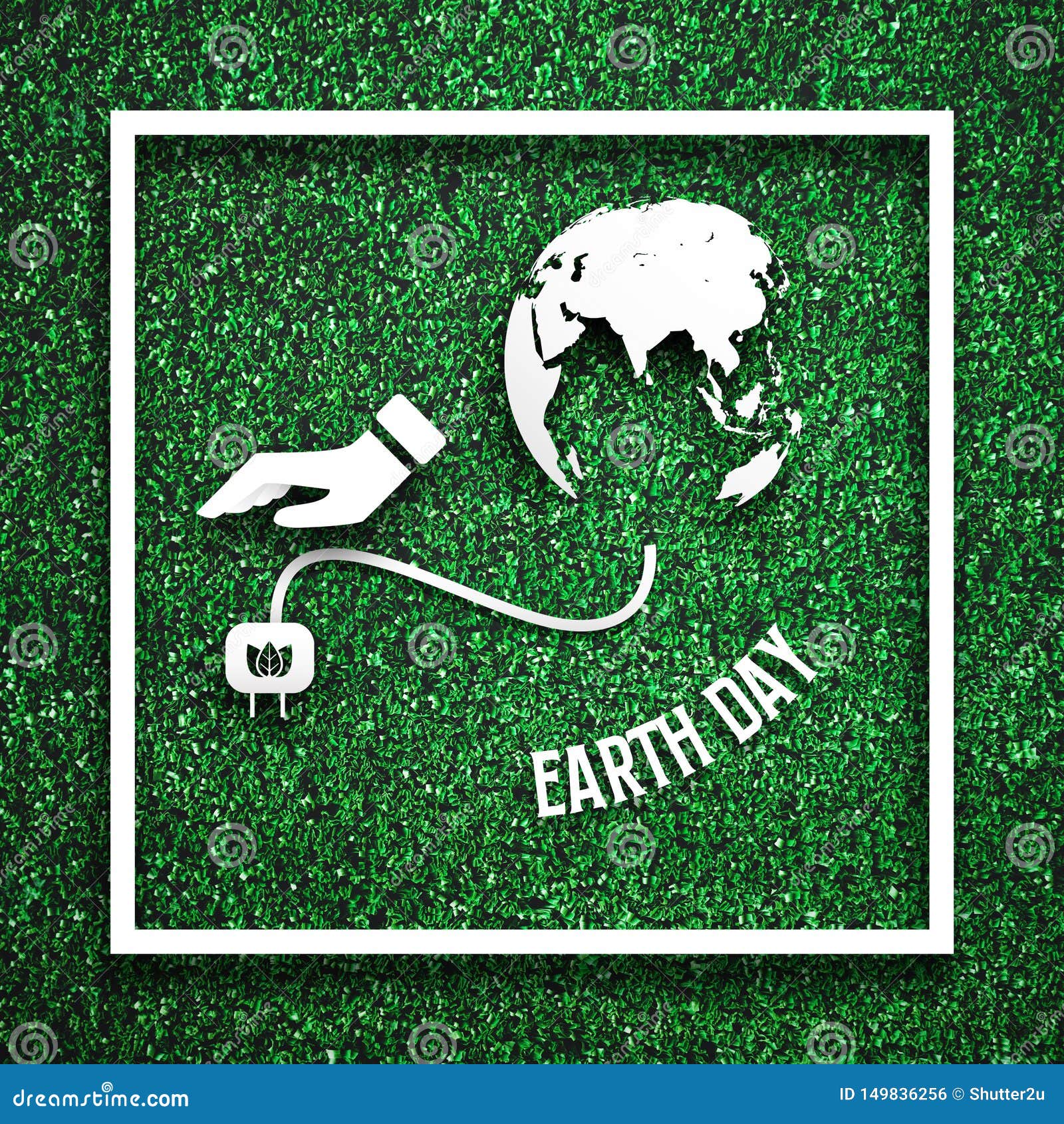 White Frame with Had Unplugging from the Earth As Energy Saving Concept ...