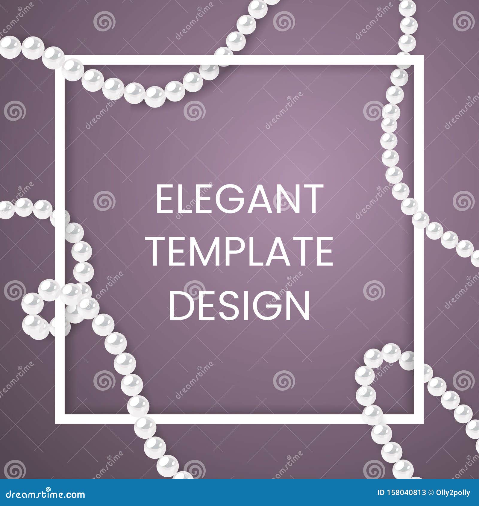 White Frame with Pearl Strings. Elegant Design Template Stock ...