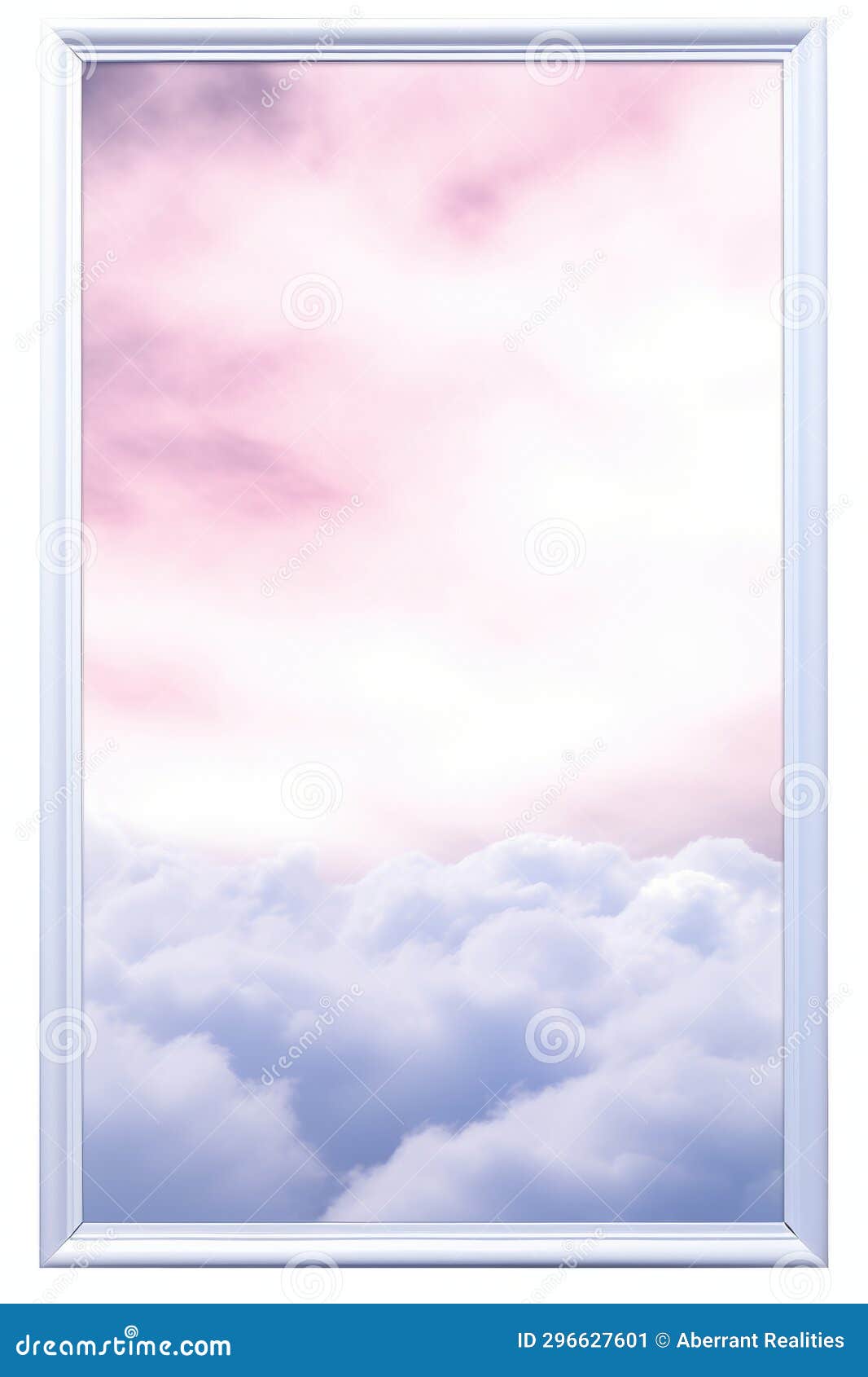 A White Frame with a Pink Sky and Clouds in it Stock Illustration ...