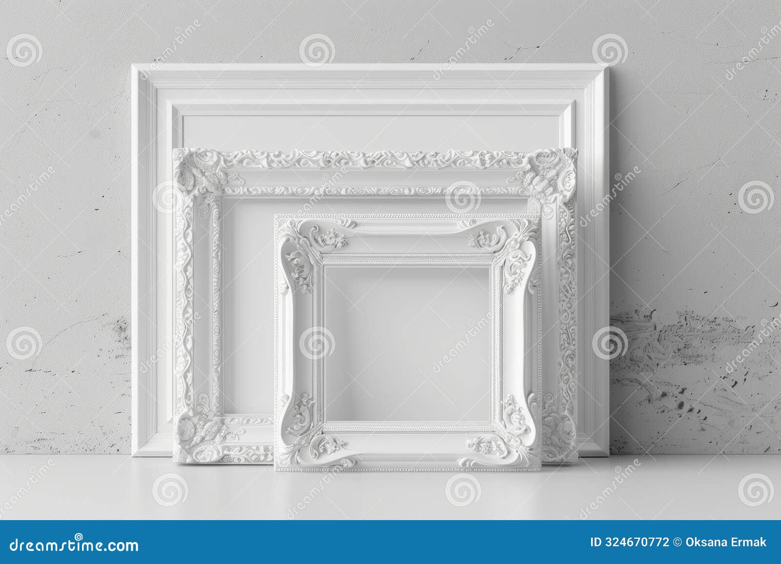 White Frame Texture Background, Realistic Square Frames, White Blank ...
