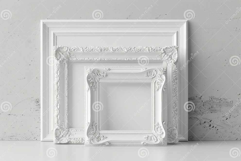 White Frame Texture Background, Realistic Square Frames, White Blank ...