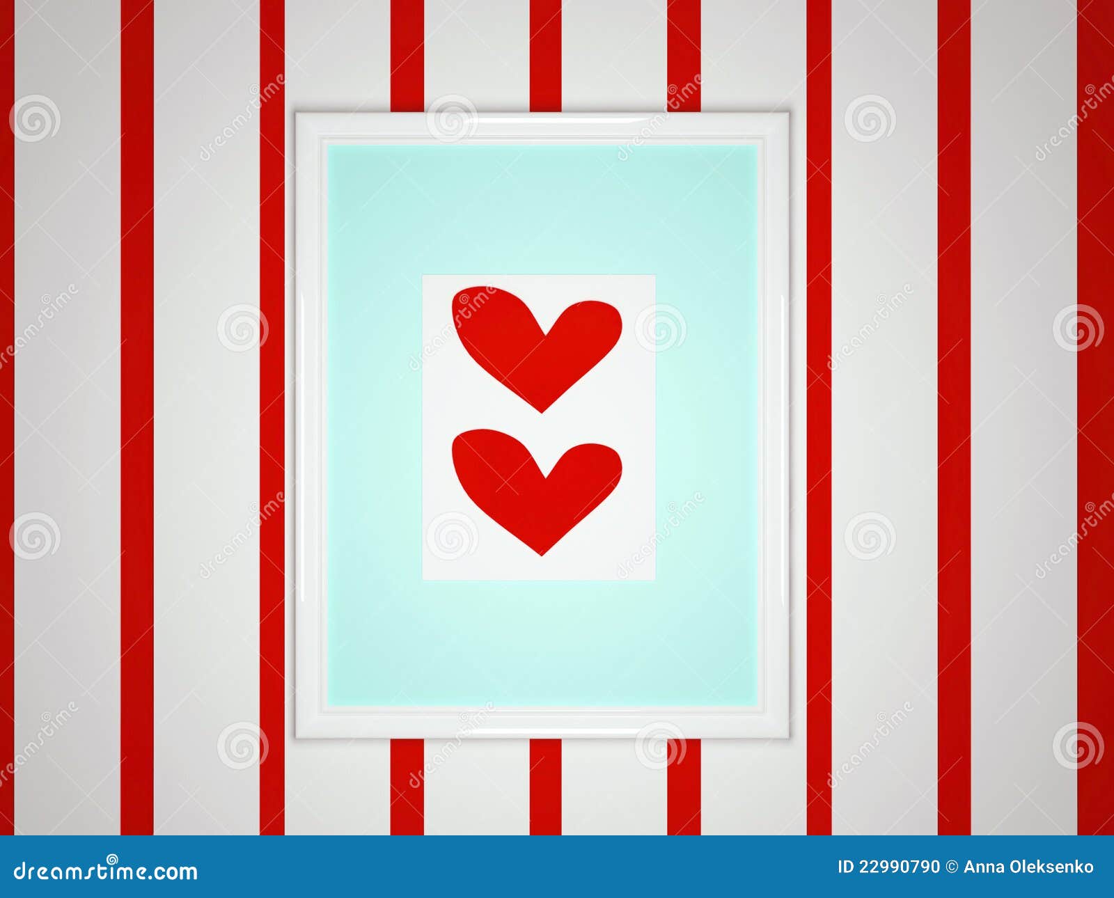 White Frame with Two Hearts on Picture Stock Illustration ...