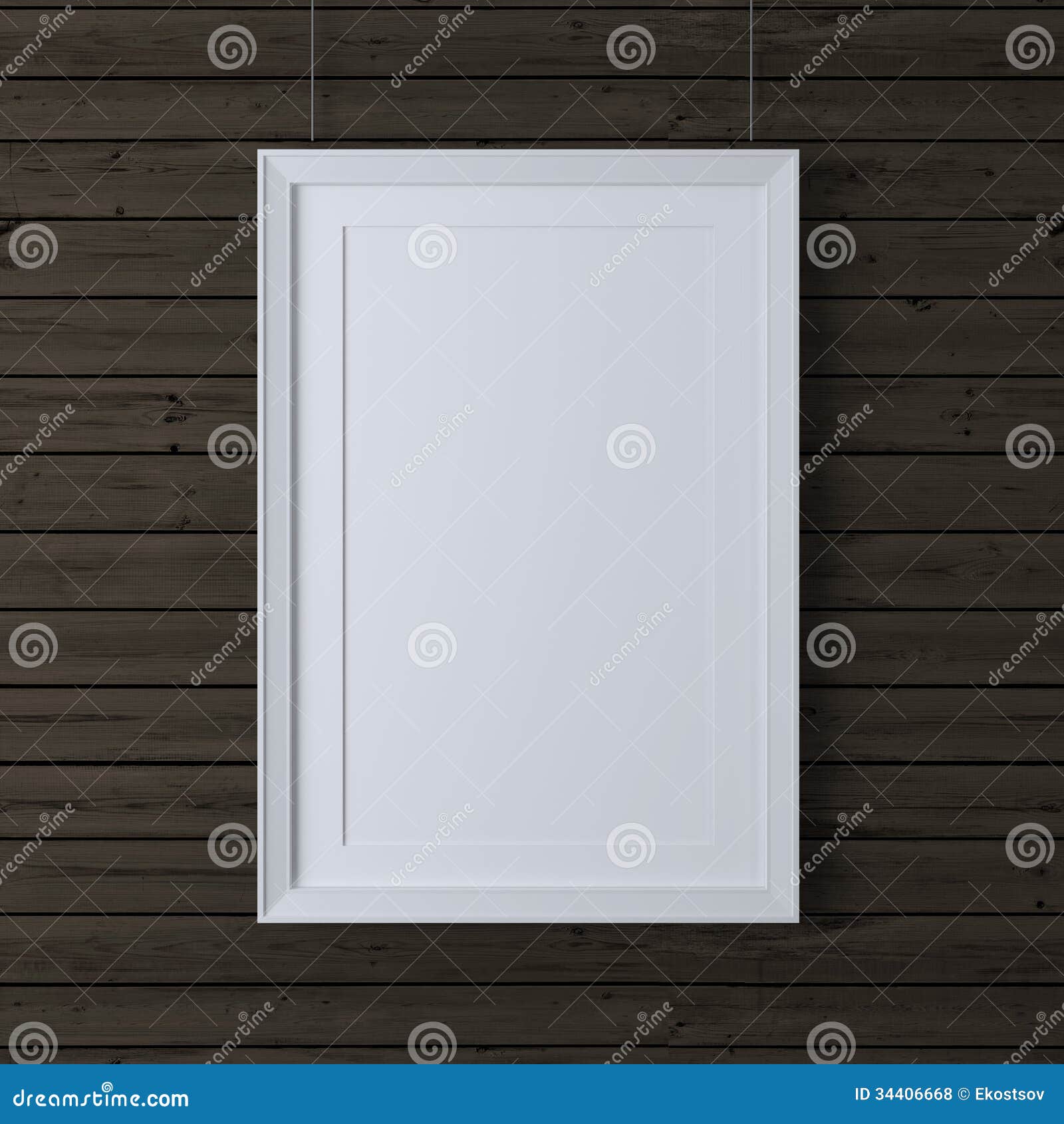 White frame on wood wall stock illustration. Illustration of gray ...