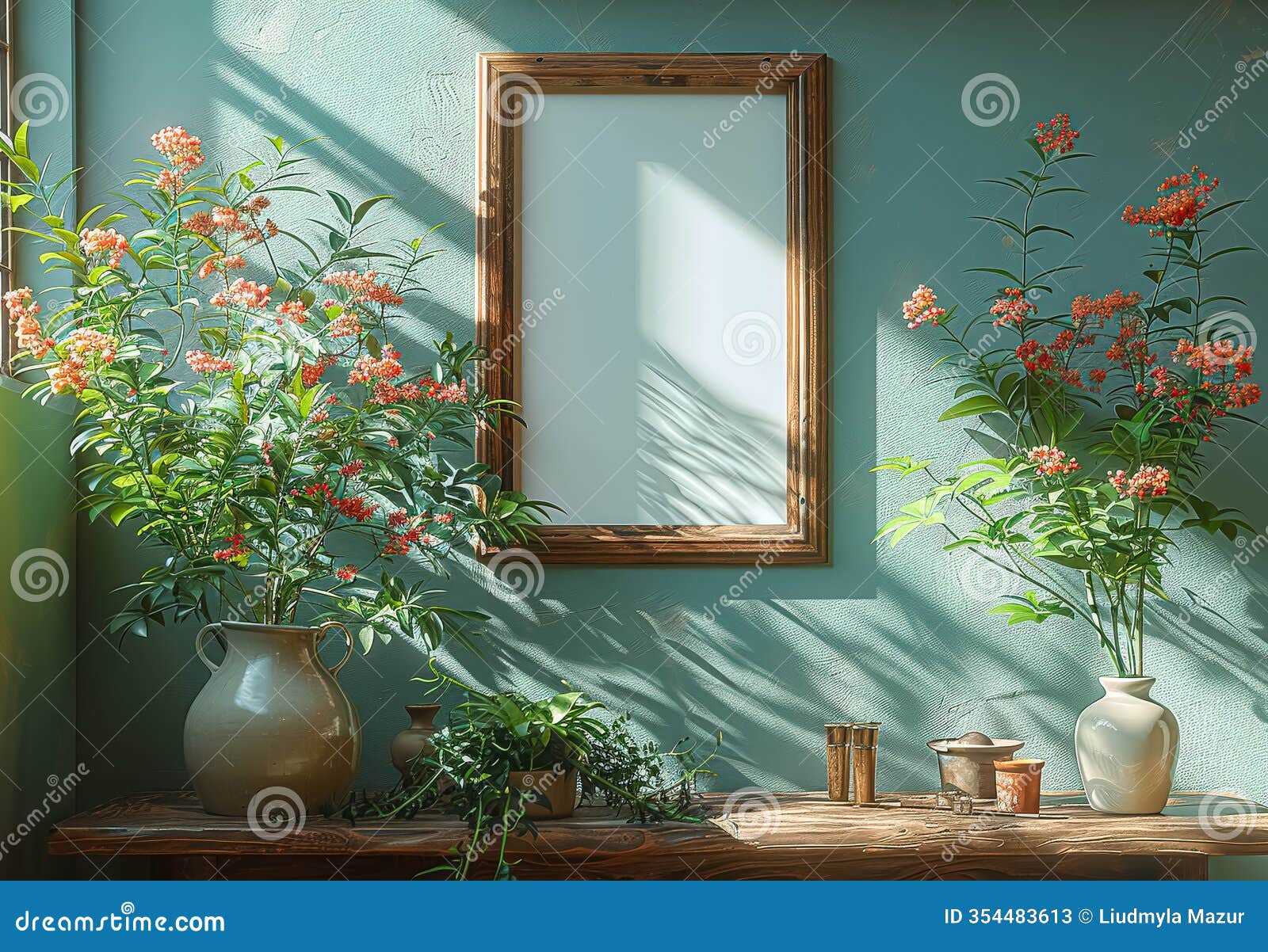 White Framed Mirror with a Green Wall Behind it Stock Image - Image of ...