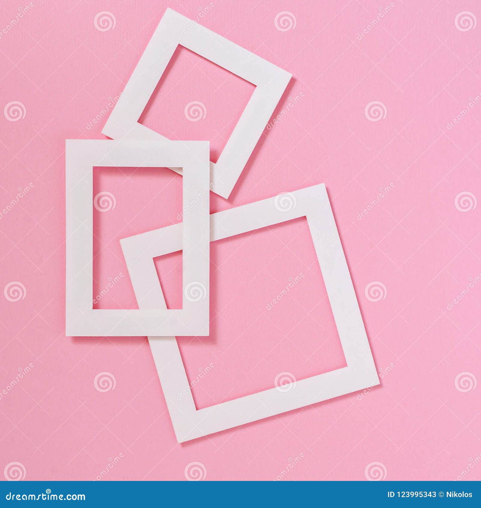 White Frames on a Pink Paper Background Stock Image - Image of note ...