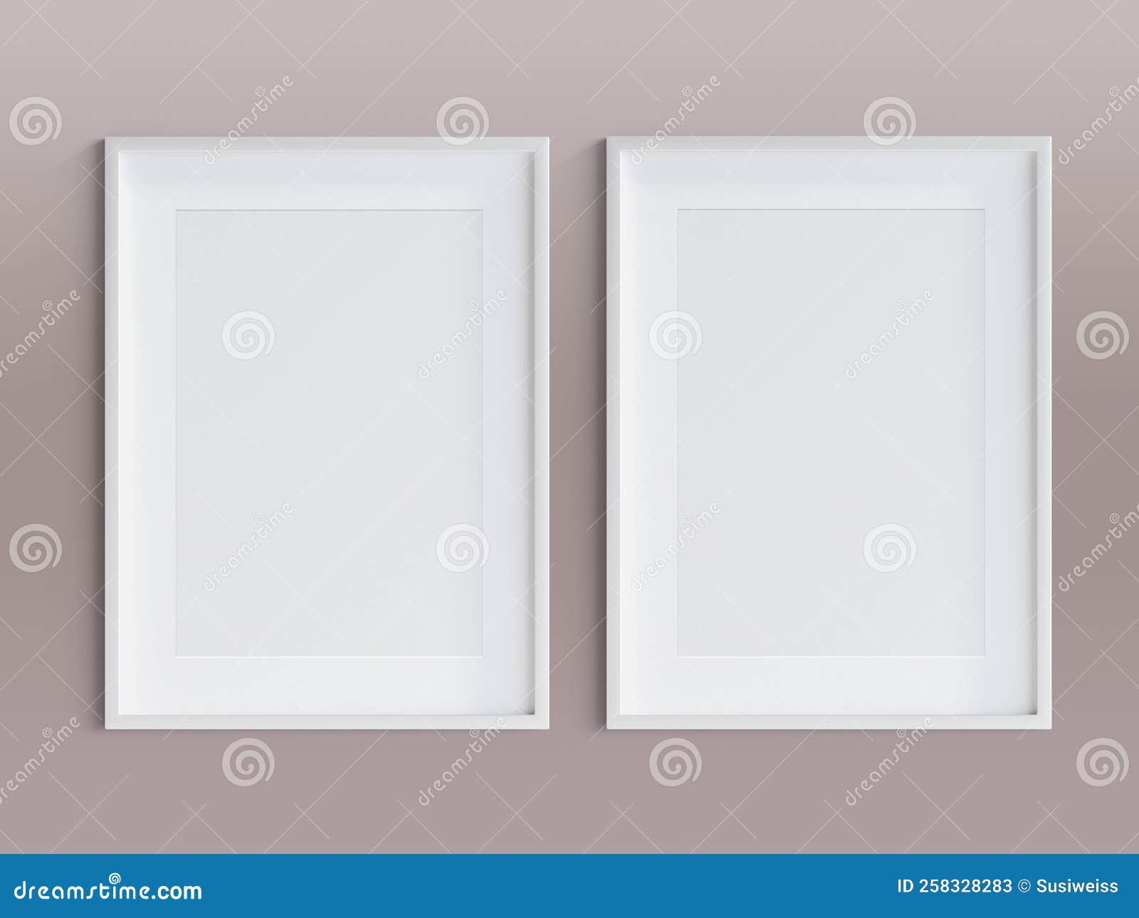2 white frames on the wall stock illustration. Illustration of space ...