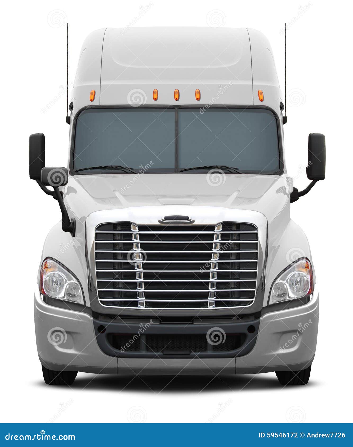 White Freightliner Cascadia Truck Front View. Stock Photo ...