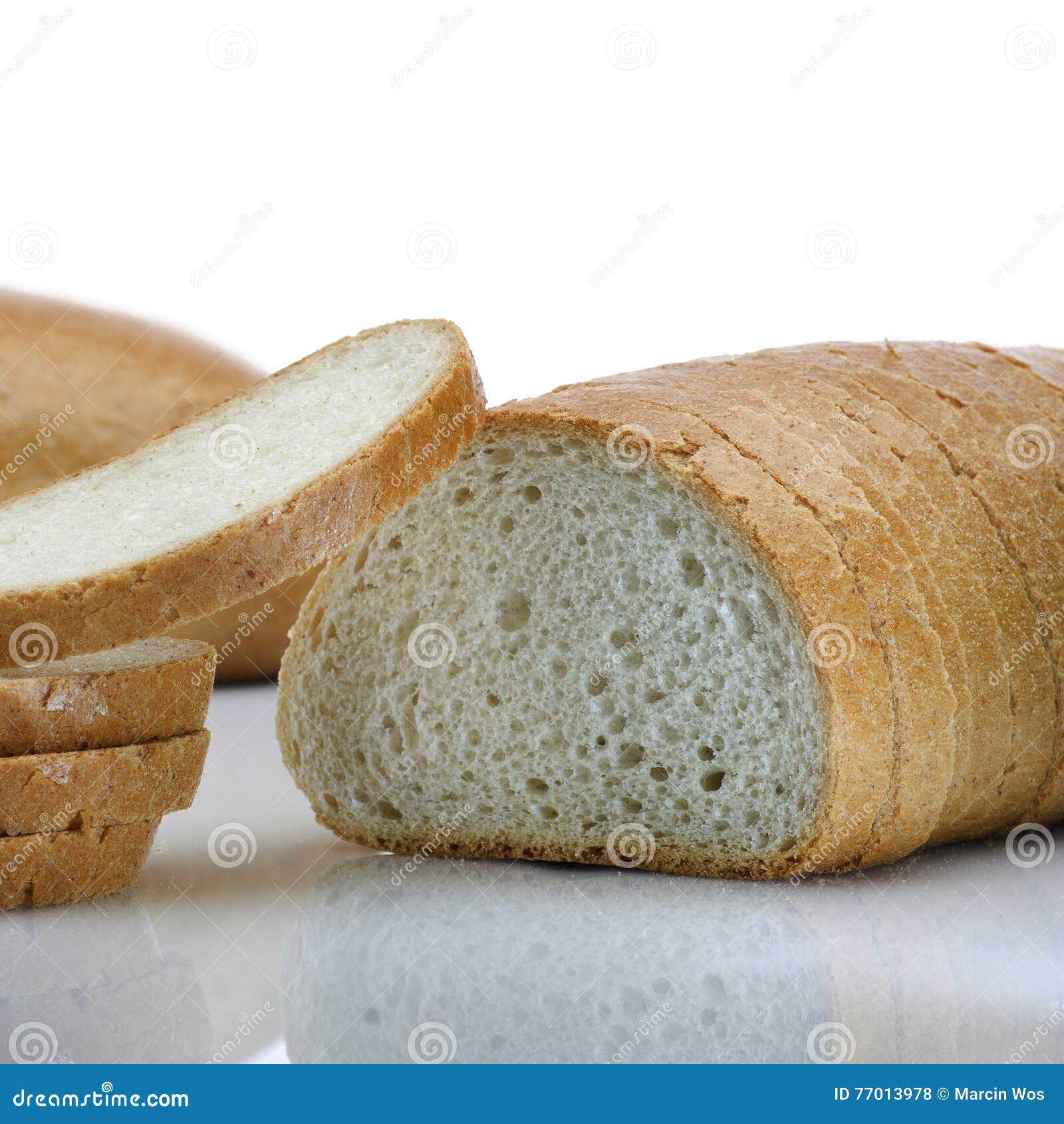 White Fresh Homemade Bread on White Background. Stock Photo - Image of ...