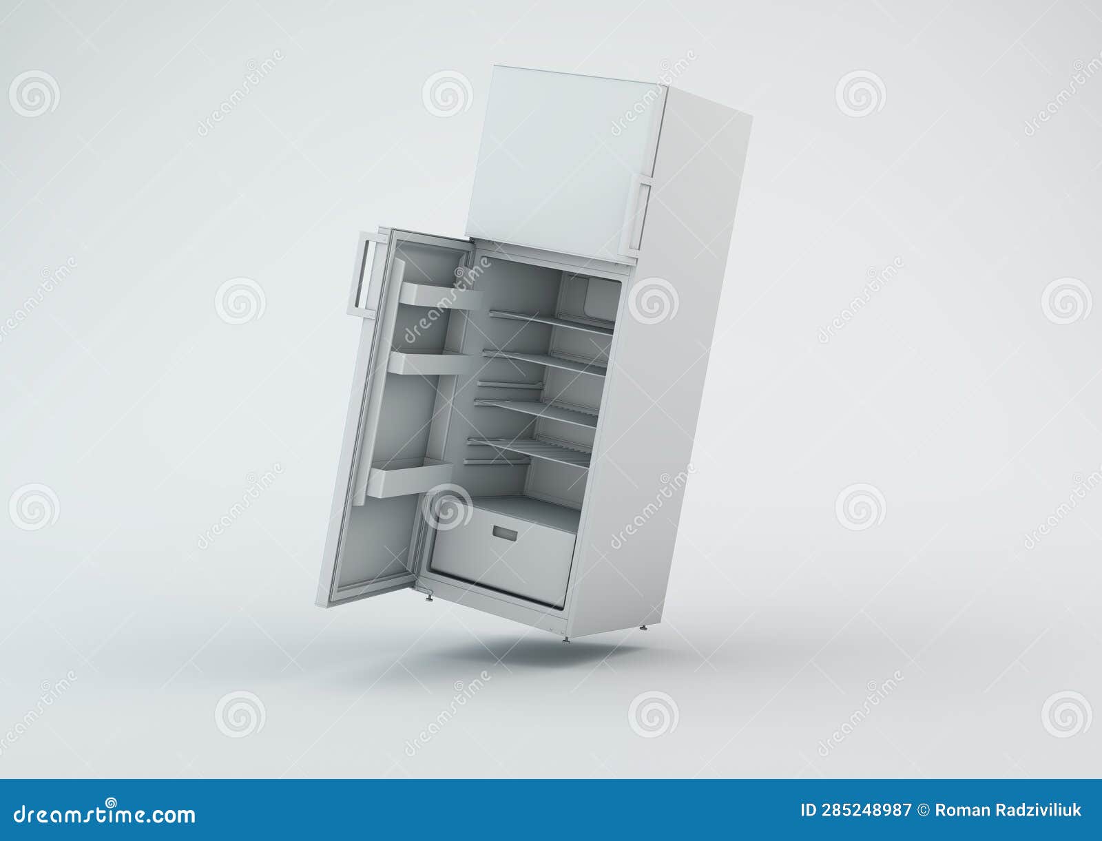 White Fridge Open and Empty on a Studio Background. Minimal Concept ...