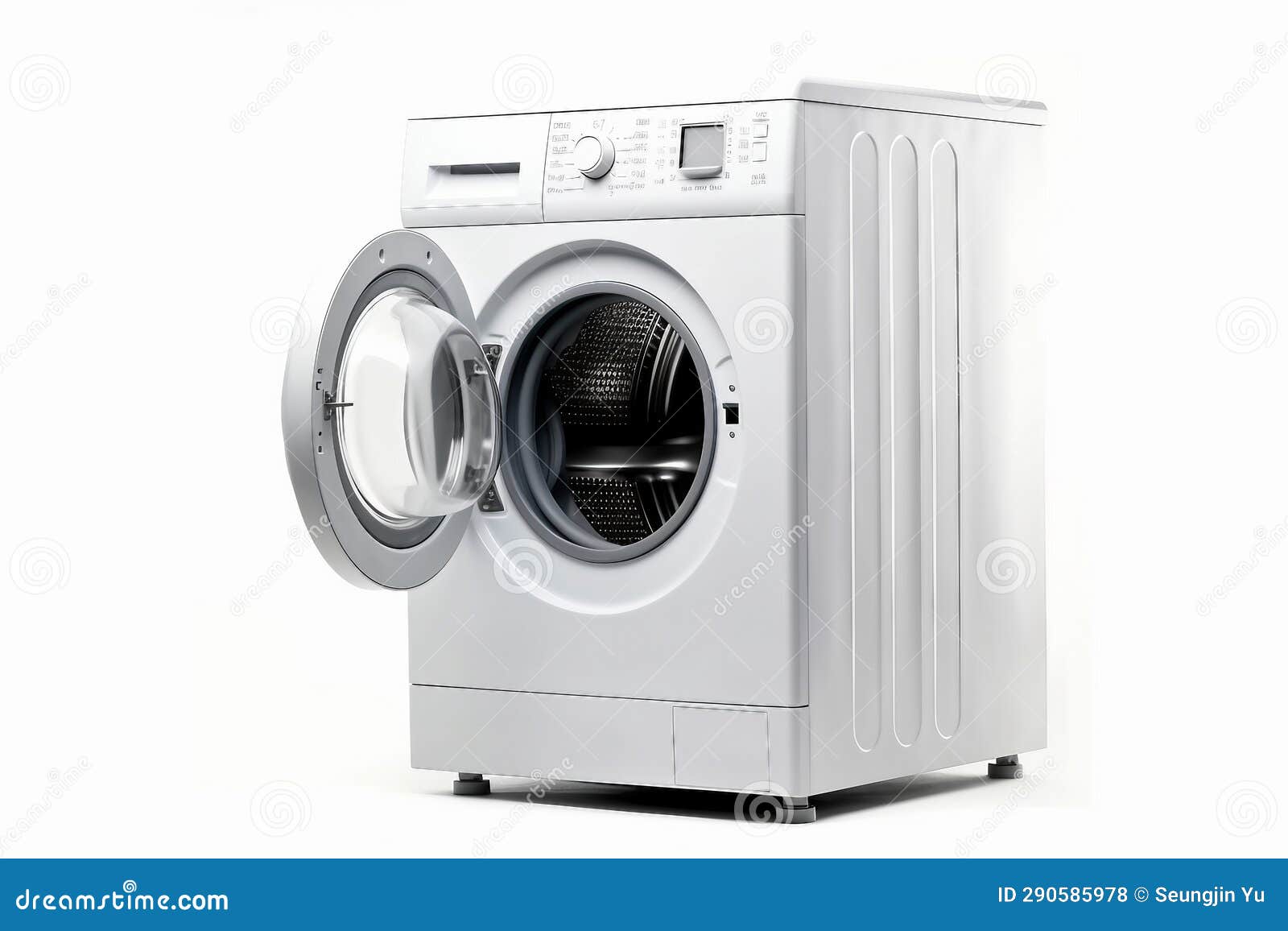 White Front Load Washing Machine Isolated on White Background. Modern ...