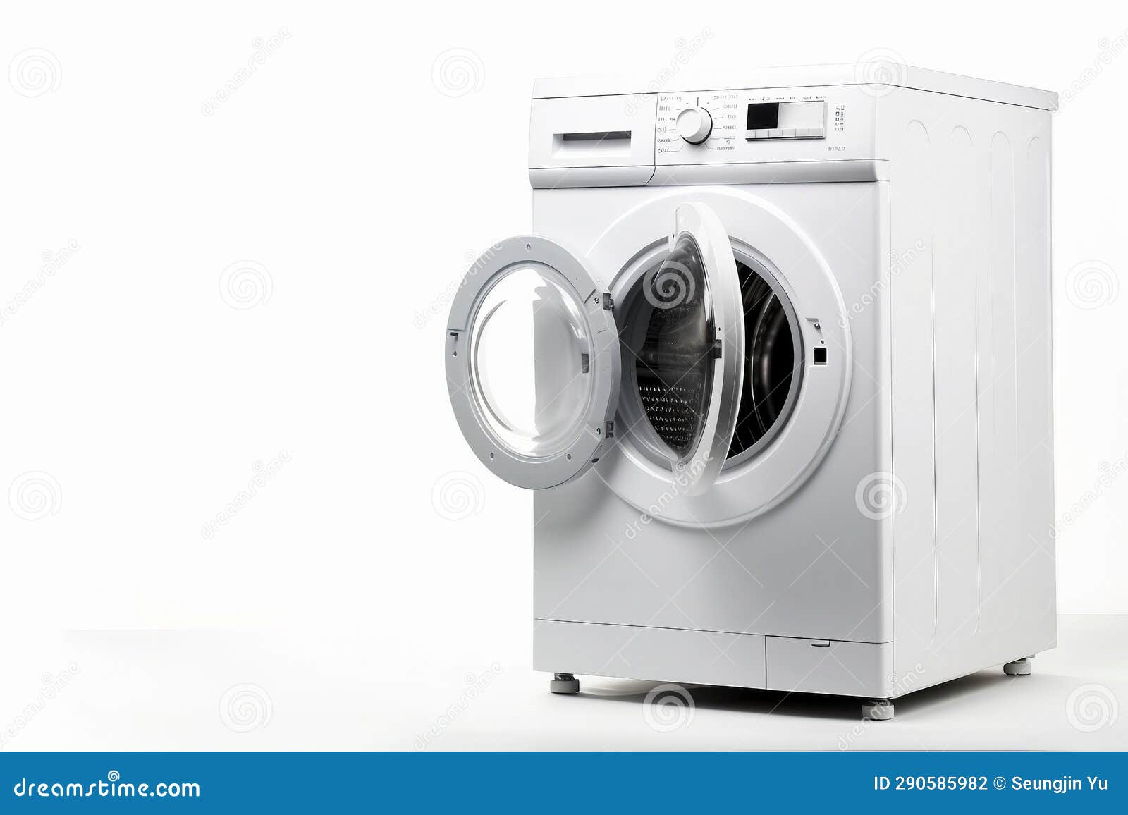 White Front Load Washing Machine Isolated on White Background. Modern ...