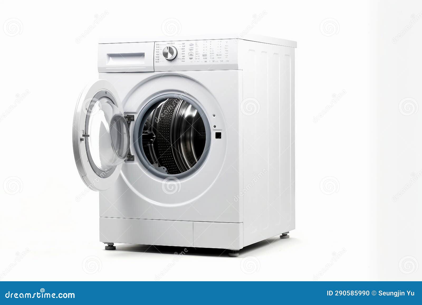 White Front Load Washing Machine Isolated on White Background. Modern ...