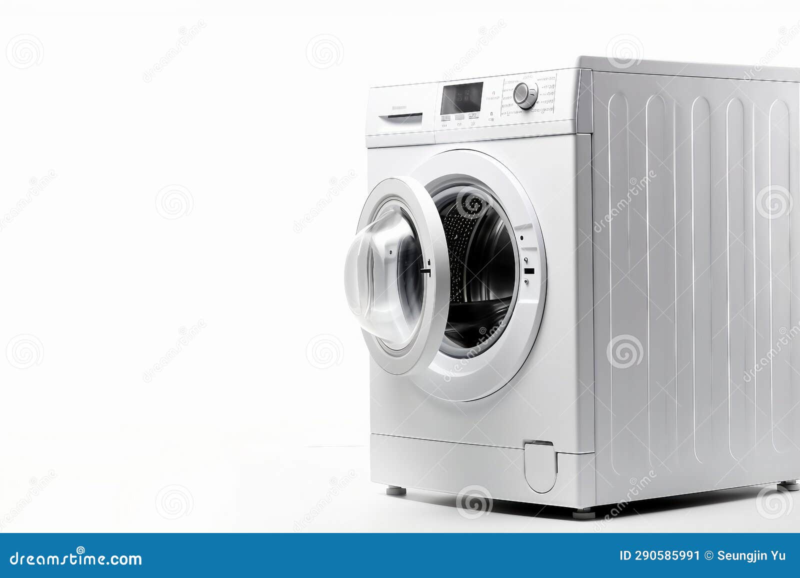 White Front Load Washing Machine Isolated on White Background. Modern ...
